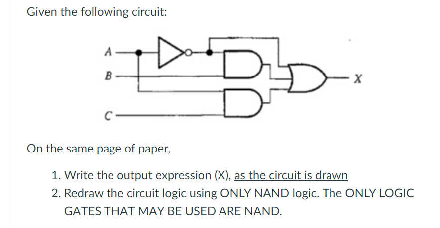 Solved Given the following circuit: A B - х C- On the same | Chegg.com