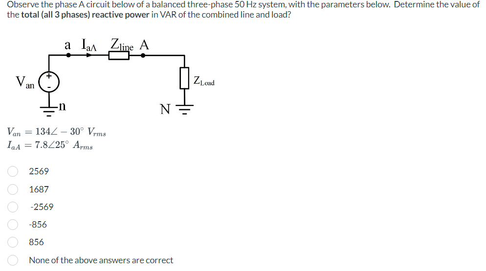 Solved Observe the phase A circuit below of a balanced | Chegg.com