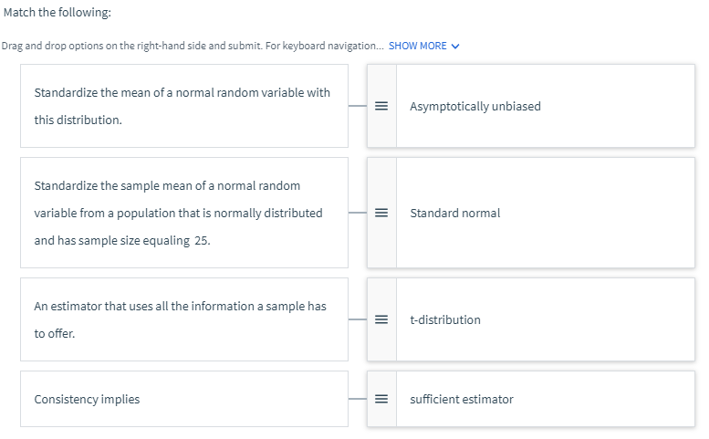 Solved Match the following: Drag and drop options on the | Chegg.com