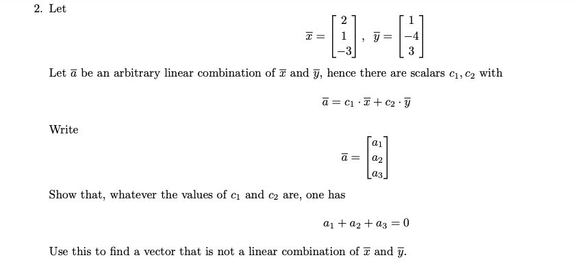 Solved 2. Let 2 = [ y - 3 Let ā be an arbitrary linear | Chegg.com