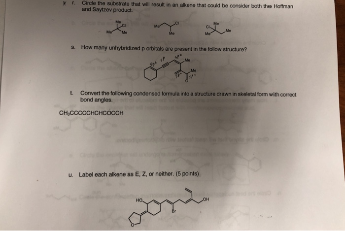 Solved Circle the substrate that will result in an alkene | Chegg.com