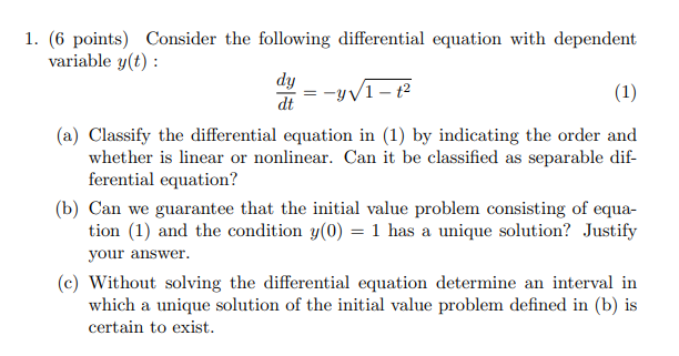 Solved 1. (6 points) Consider the following differential | Chegg.com Solved 1. (6 points) Consider the following differential | Chegg.com