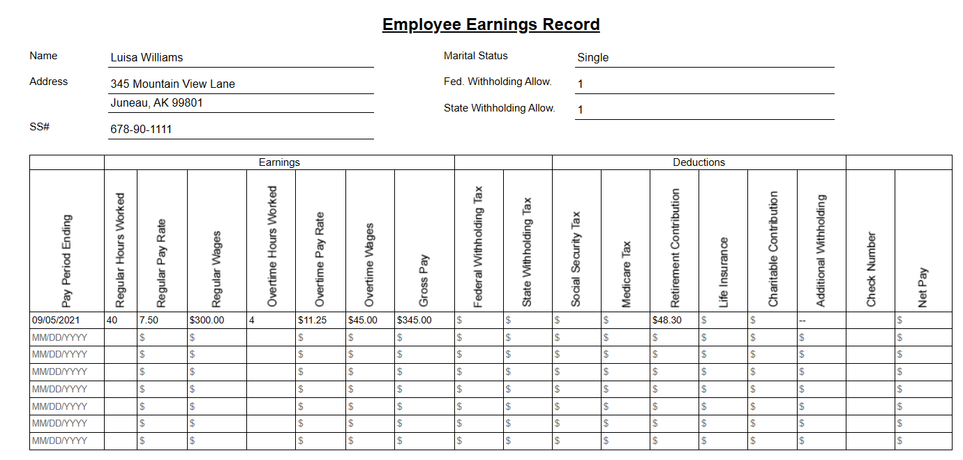 Solved Populate Employee Earnings Records (#1) Complete the | Chegg.com