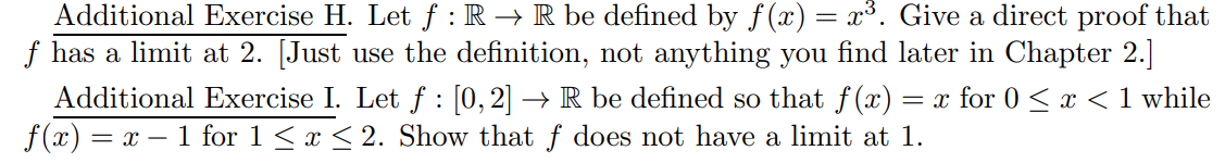 Solved Additional Exercise H. Let f:R→R be defined by | Chegg.com