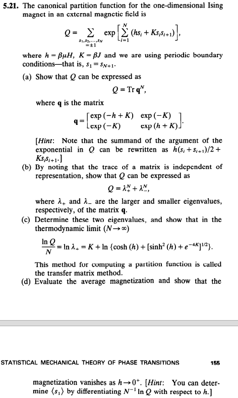 Solved 해법 보기5.21. ﻿The canonical partition function for the | Chegg.com