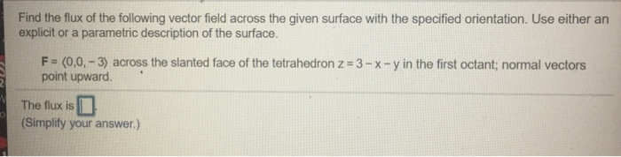 Solved Find the flux of the following vector field across | Chegg.com