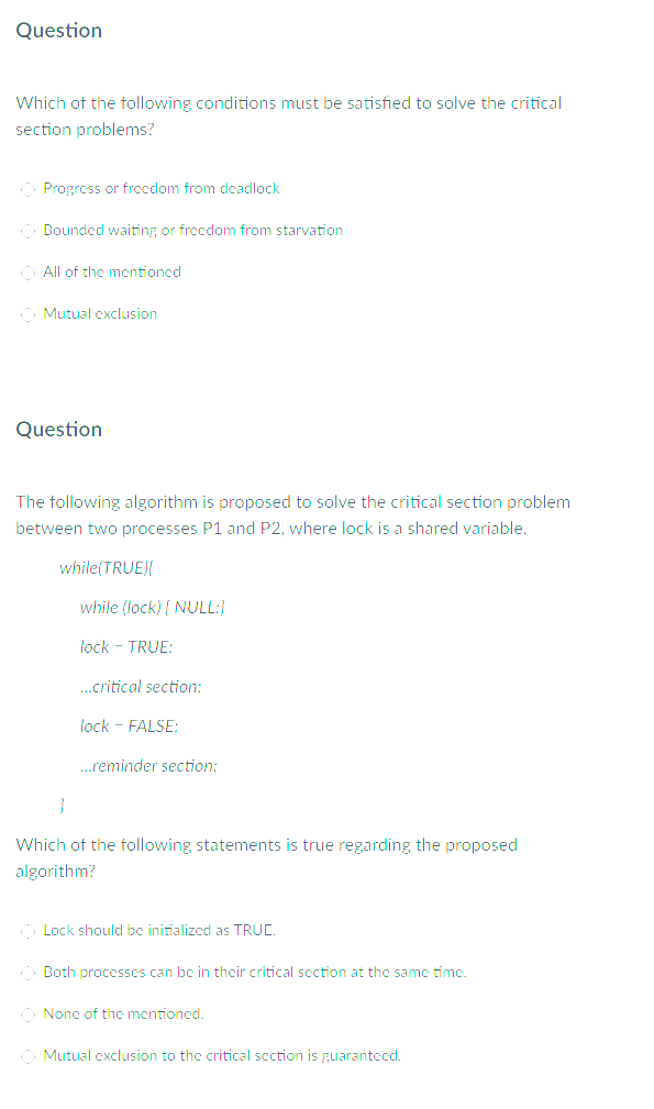 Solved Which of the following conditions must be satisfied | Chegg.com