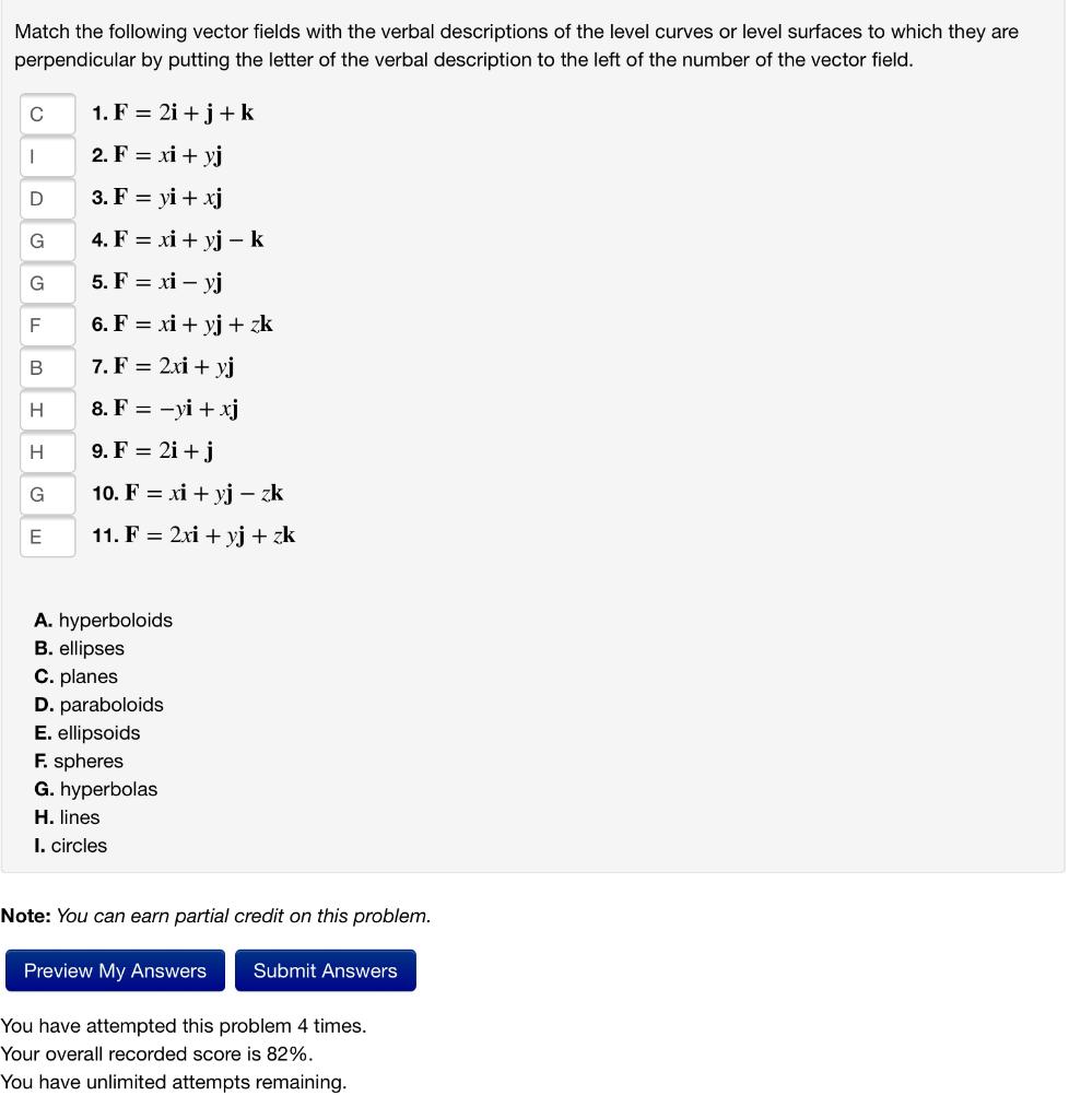 Solved Match the following vector fields with the verbal | Chegg.com