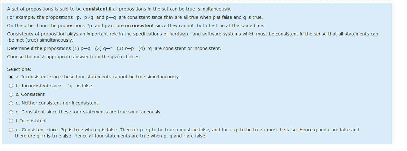 Solved A set of propositions is said to be consistent if all | Chegg.com