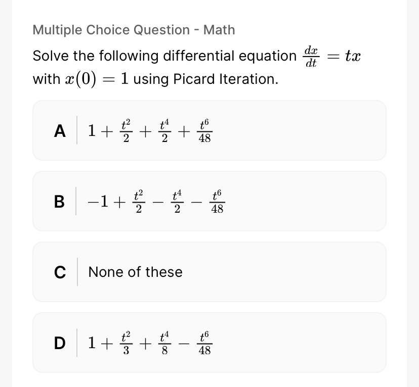 Solved Multiple Choice Question - ﻿MathSolve the following | Chegg.com