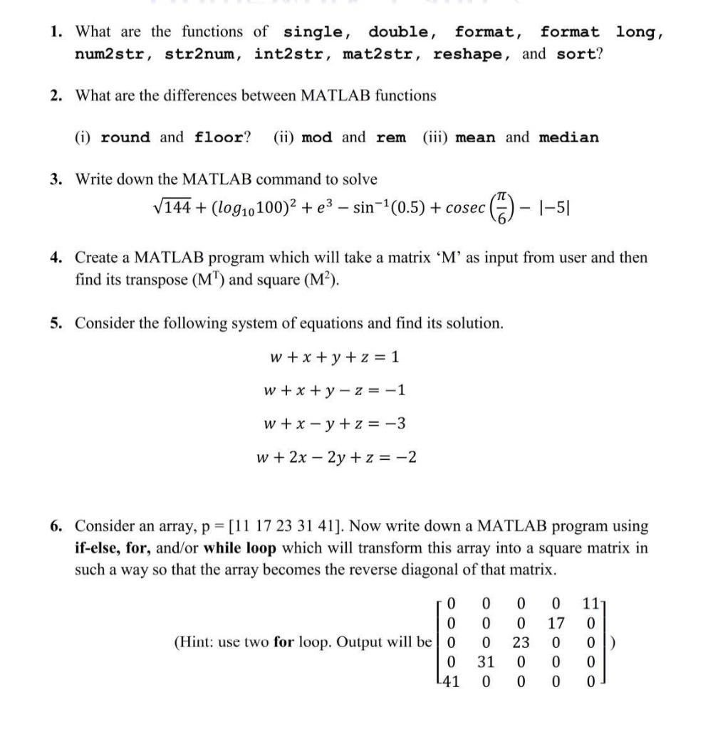 Solved 1. What are the functions of single, double, format, | Chegg.com
