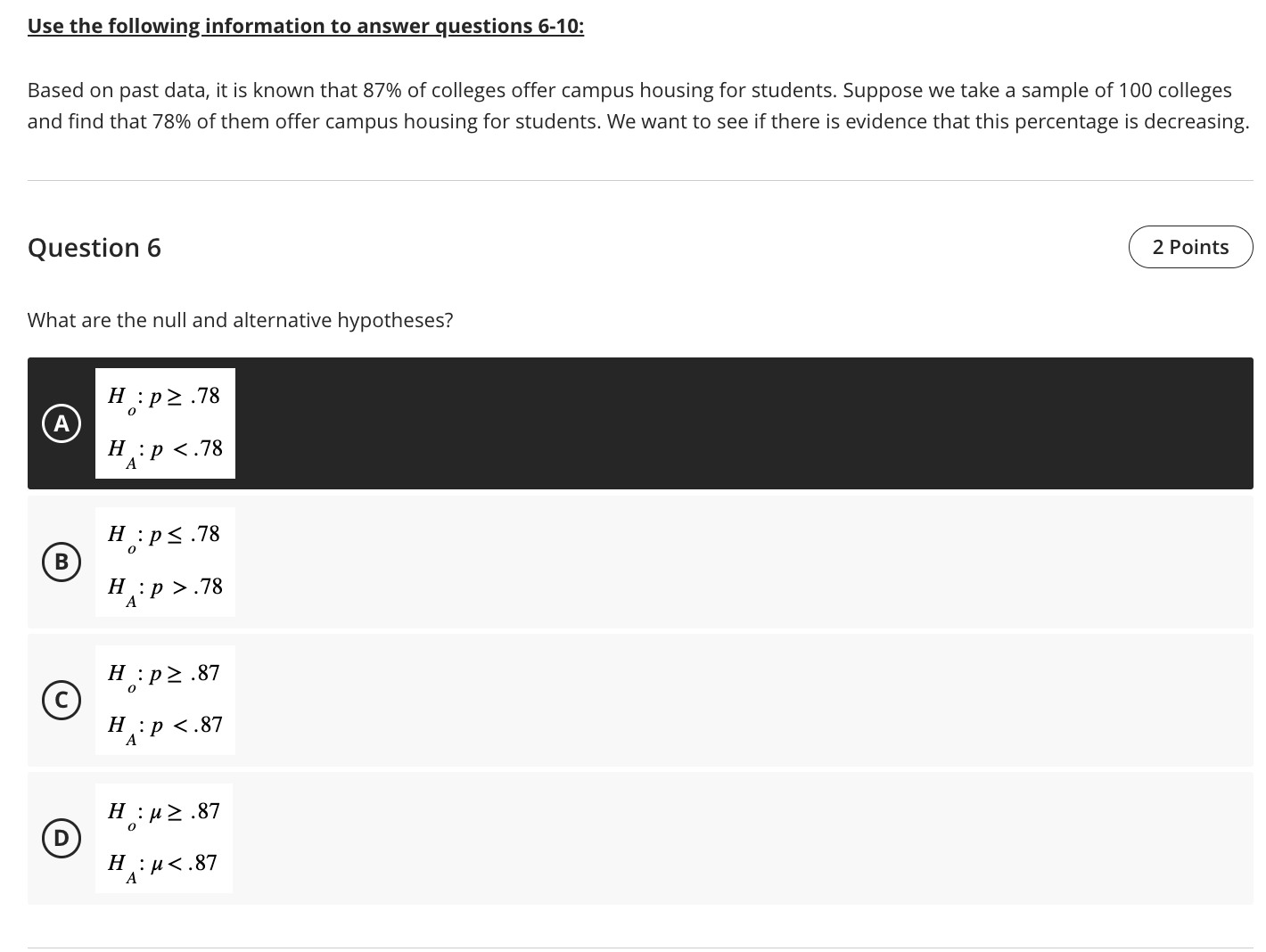 Solved Question 6What are the null and alternative | Chegg.com