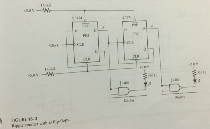 Solved 1.0 kn +5.0 V 7474 PRE FFA Clock CLK CLR. 1.0 kn +5.0 | Chegg.com