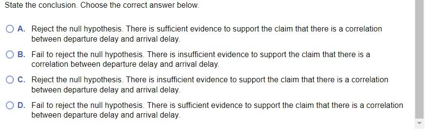 Solved Use the departure delay times and the arrival delay | Chegg.com