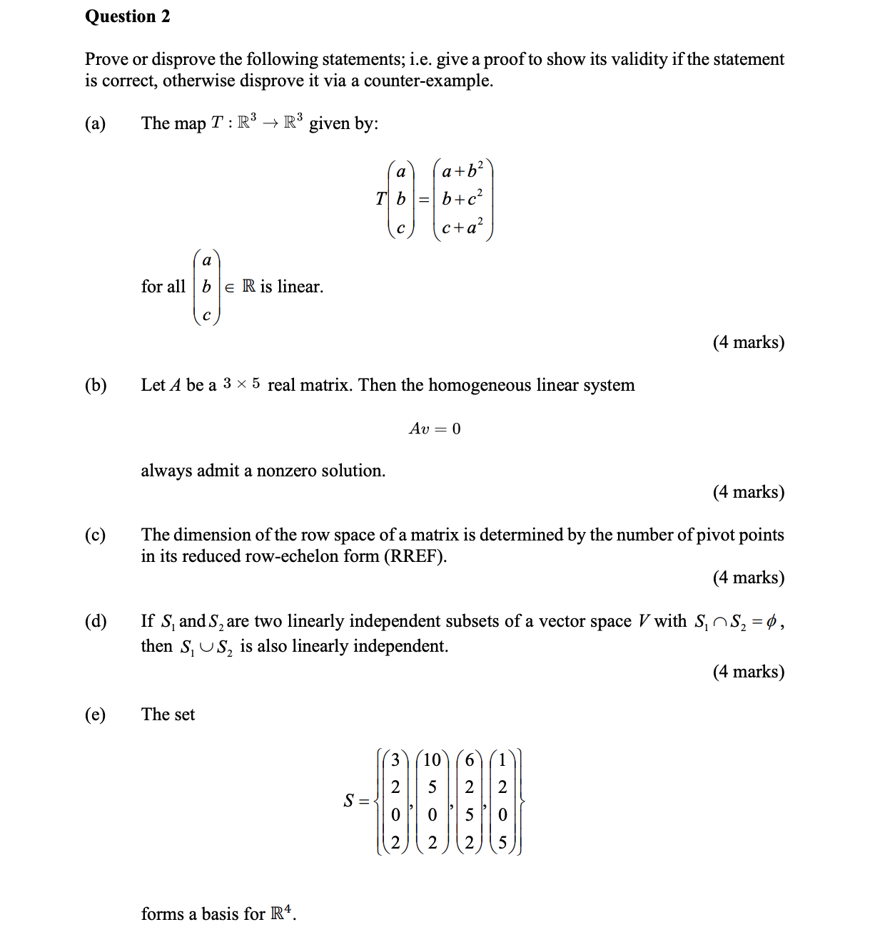 Solved Prove or disprove the following statements; i.e. give | Chegg.com