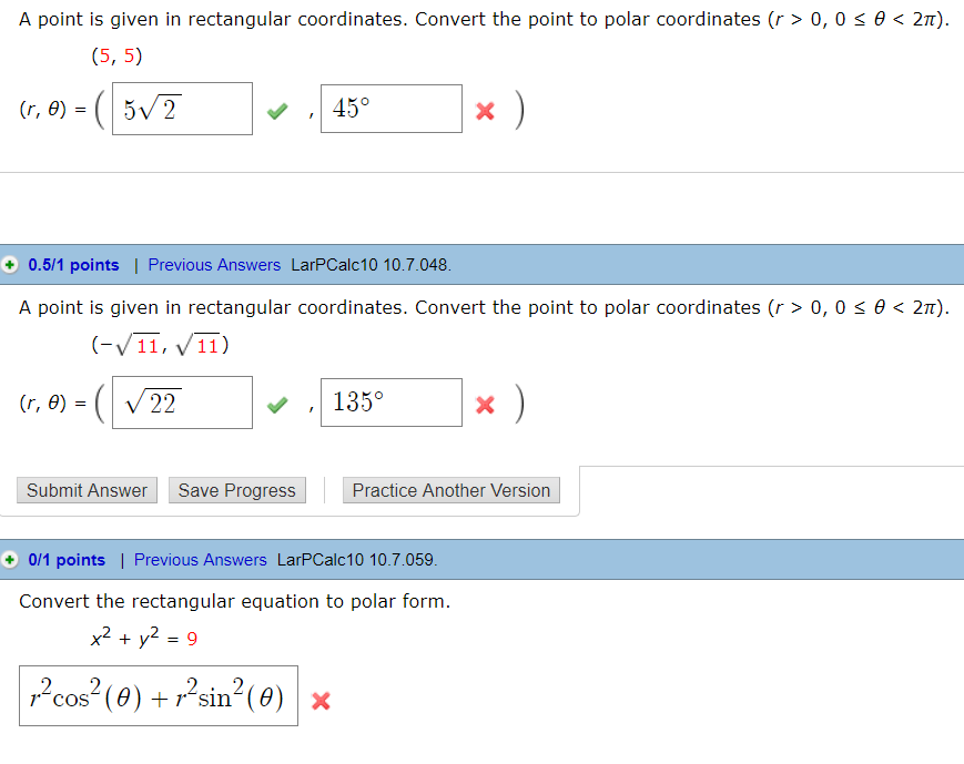 Solved A Point Is Given In Rectangular Coordinates Convert Chegg