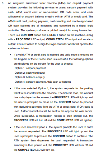 Solved 3. An integrated automated teller machine (ATM) and | Chegg.com