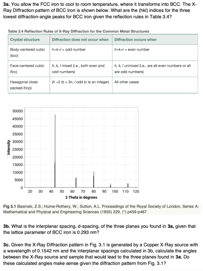 Solved 3a. You allow the FCC iron to cool to room | Chegg.com