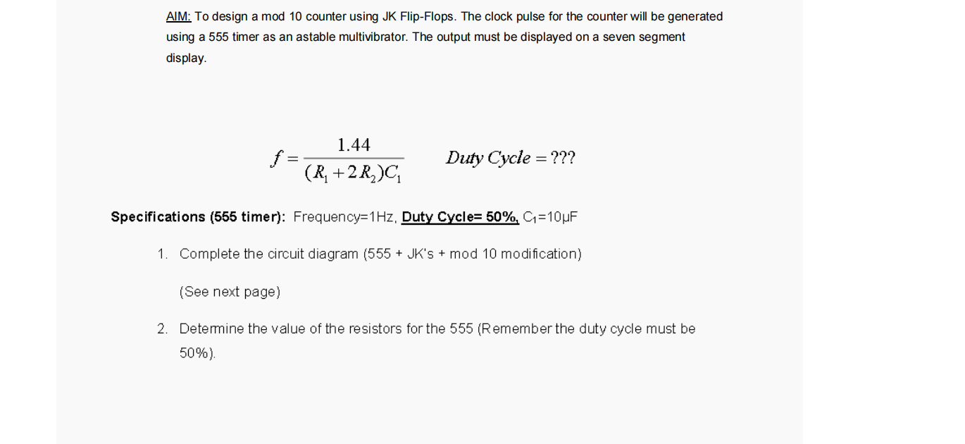 Solved AIM: To design a mod 10 counter using JK Flip-Flops. | Chegg.com