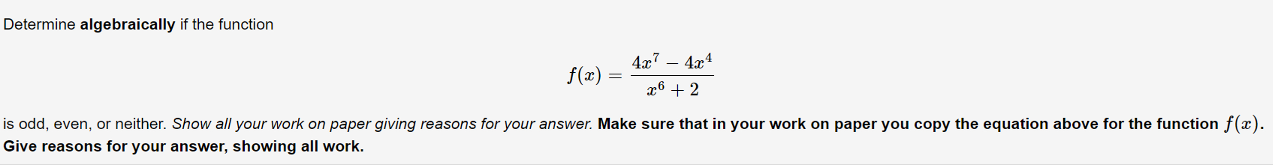 Solved Determine algebraically if the | Chegg.com