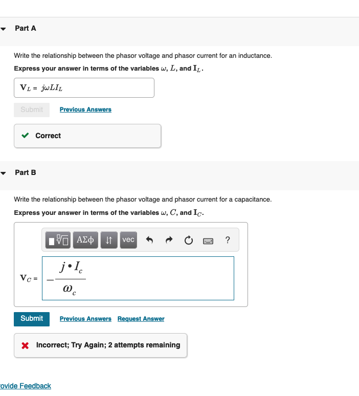 Solved Part A Write the relationship between the phasor | Chegg.com