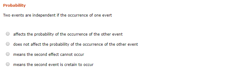 Solved Probability Two events are independent if the | Chegg.com