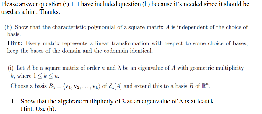 Solved Please answer question (i) I, I have included | Chegg.com