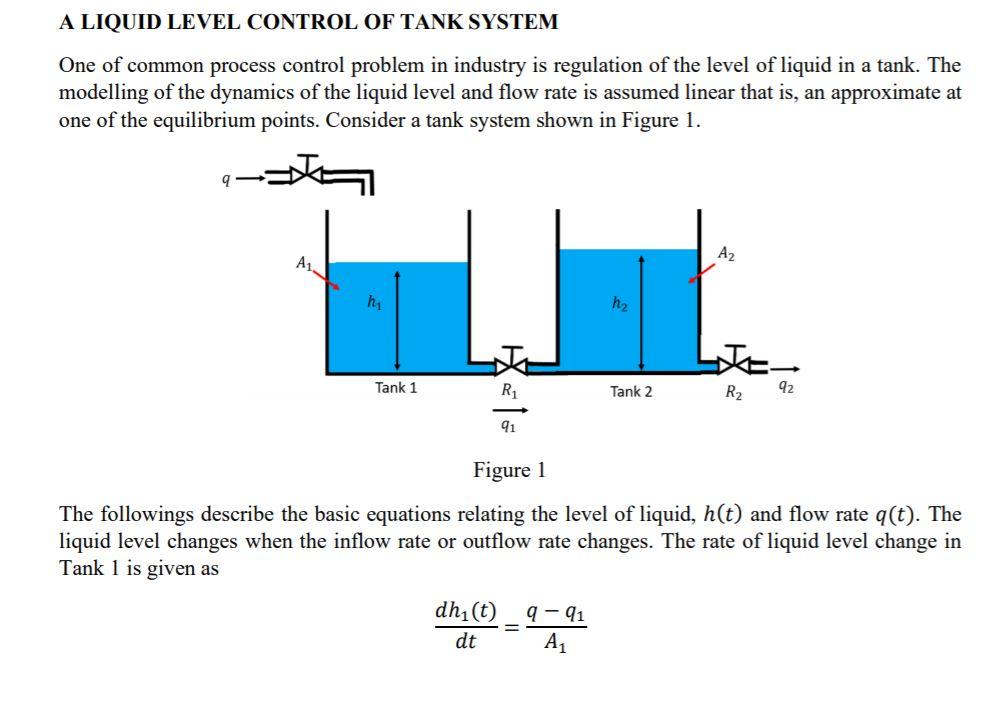 Solved A LIQUID LEVEL CONTROL OF TANK SYSTEM One of common | Chegg.com