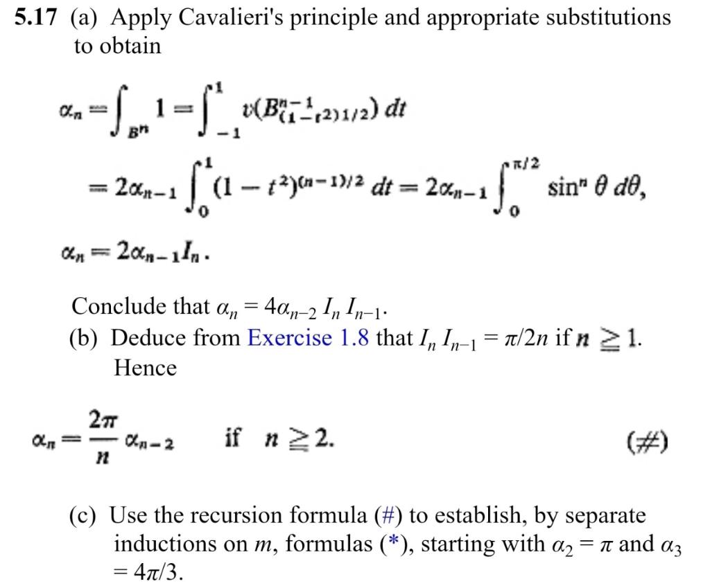 5.17 (a) Apply Cavalieri's principle and appropriate | Chegg.com