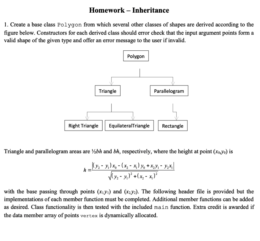 Homework Inheritance 1 Create A Base Class Polygon
