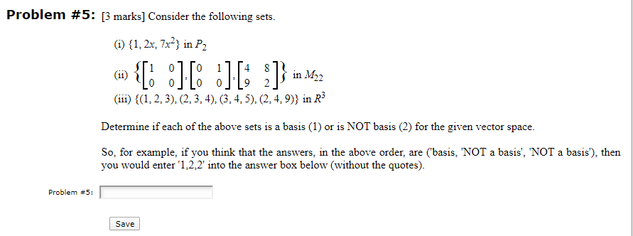 Solved Problem #5: [3 marks] Consider the following sets. | Chegg.com