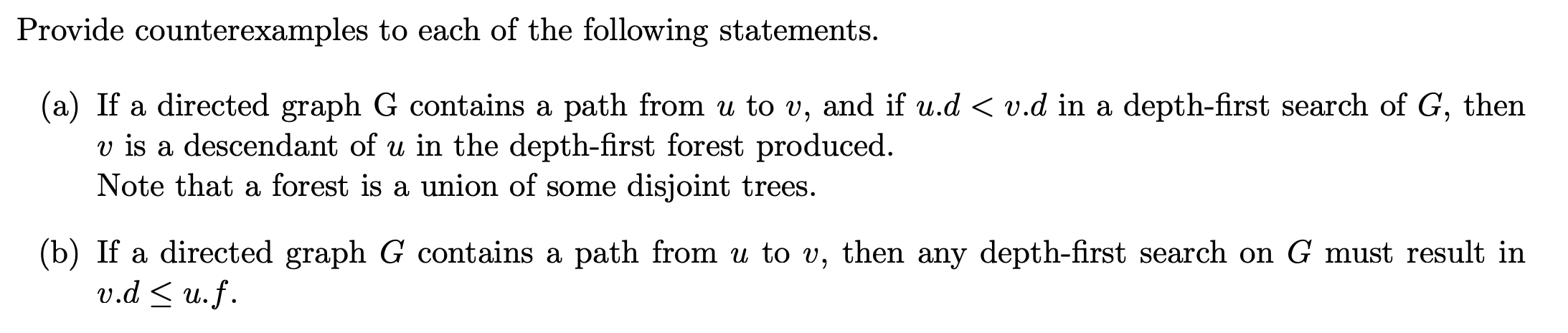 Solved Provide counterexamples to each of the following | Chegg.com