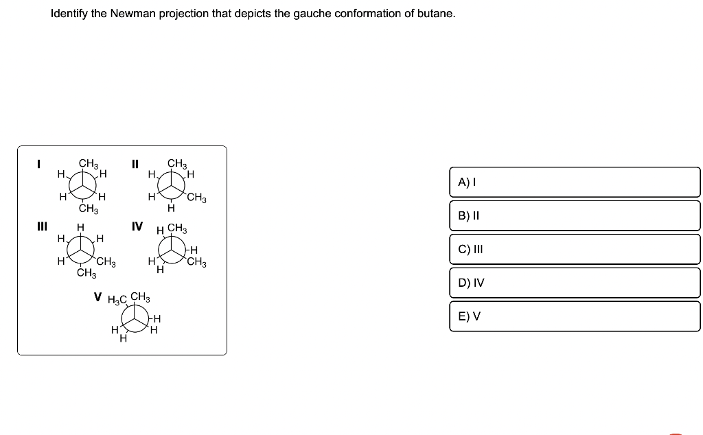 Solved Identify the Newman projection that depicts the | Chegg.com