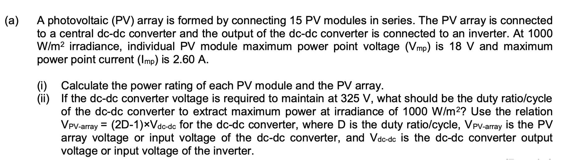 Solved (a) A photovoltaic (PV) array is formed by connecting | Chegg.com