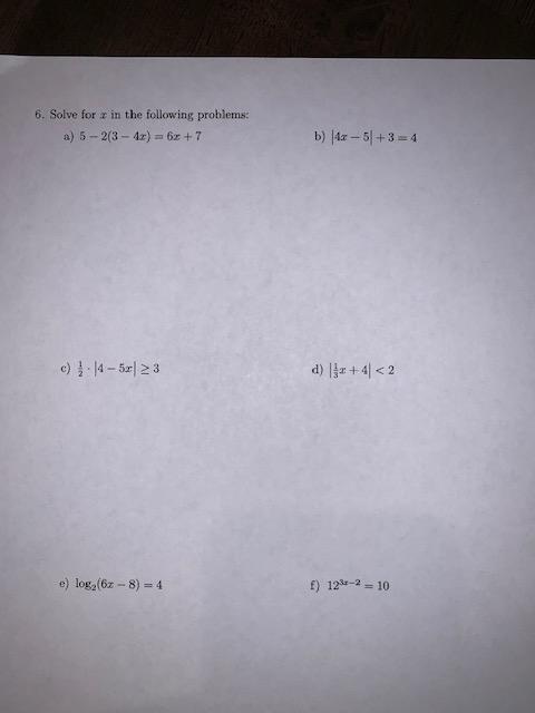 Solved 6. Solve for r in the following problems. a) 5-2(3-4) | Chegg.com