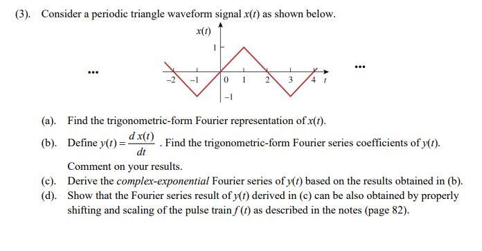 Solved (3). Consider a periodic triangle waveform signal | Chegg.com