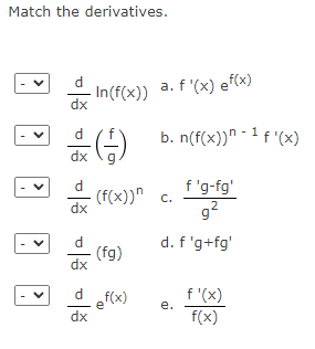 Solved Match the derivatives. | Chegg.com