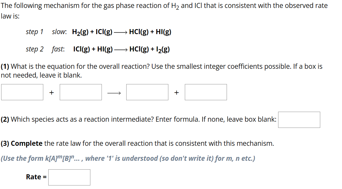 Solved The following mechanism for the gas phase reaction of | Chegg.com