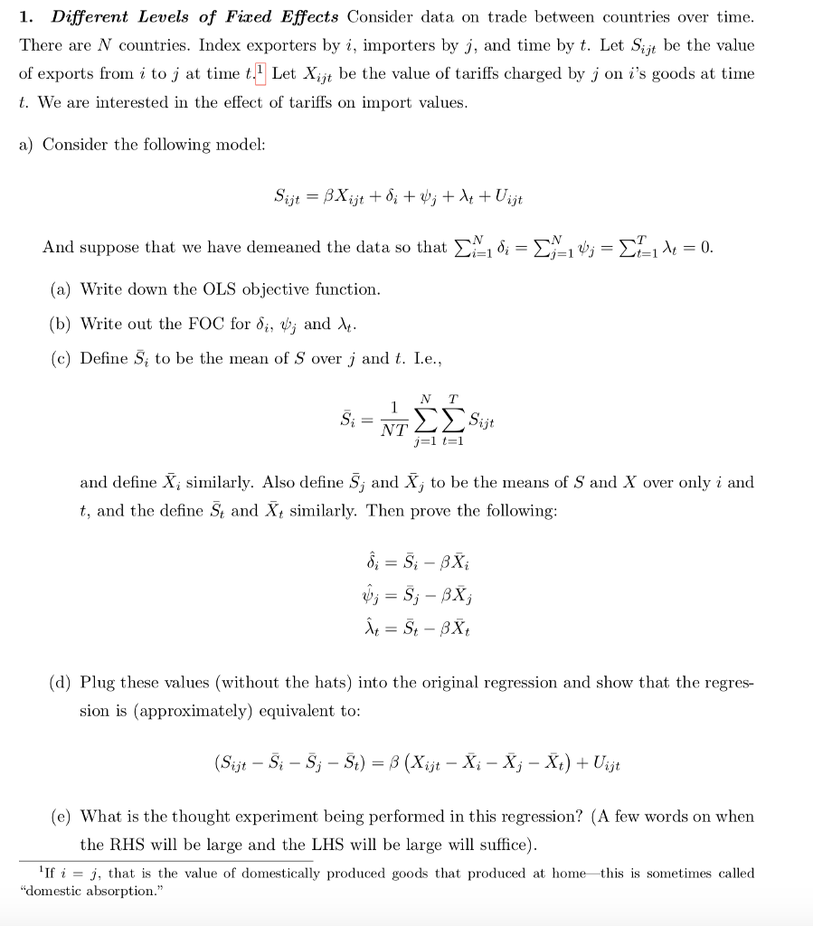Solved 1. Different Levels of Fixed Effects Consider data on | Chegg.com