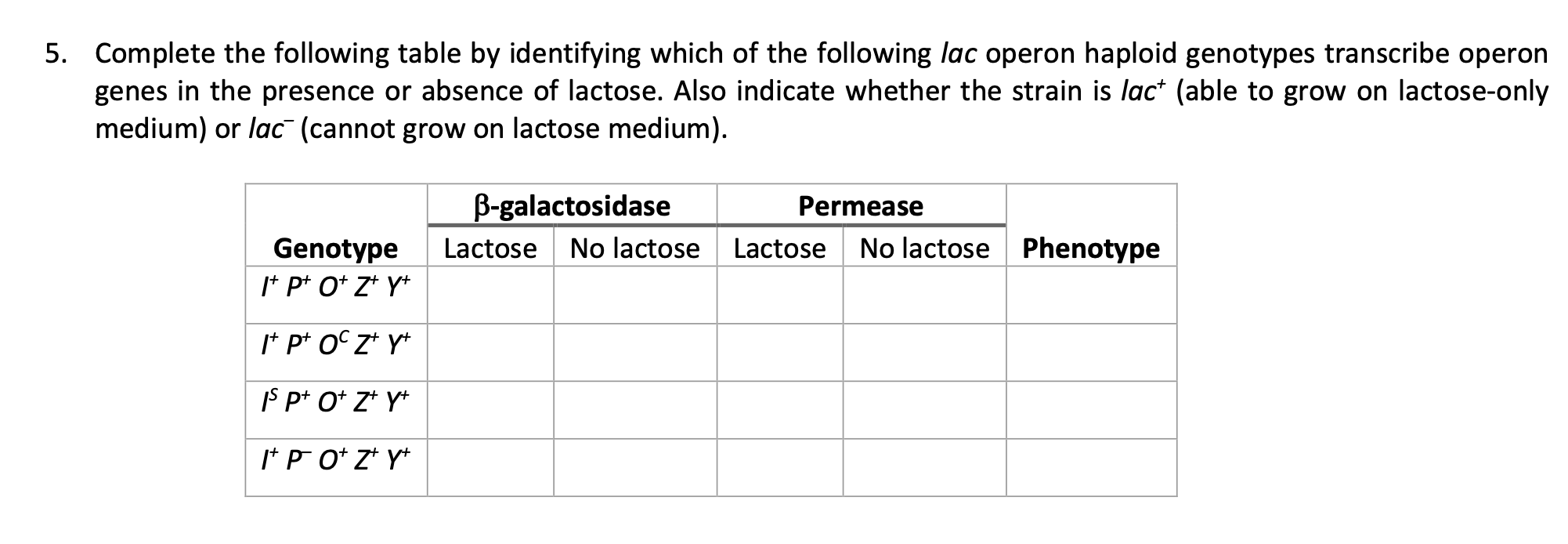 Solved 5. Complete the following table by identifying which | Chegg.com