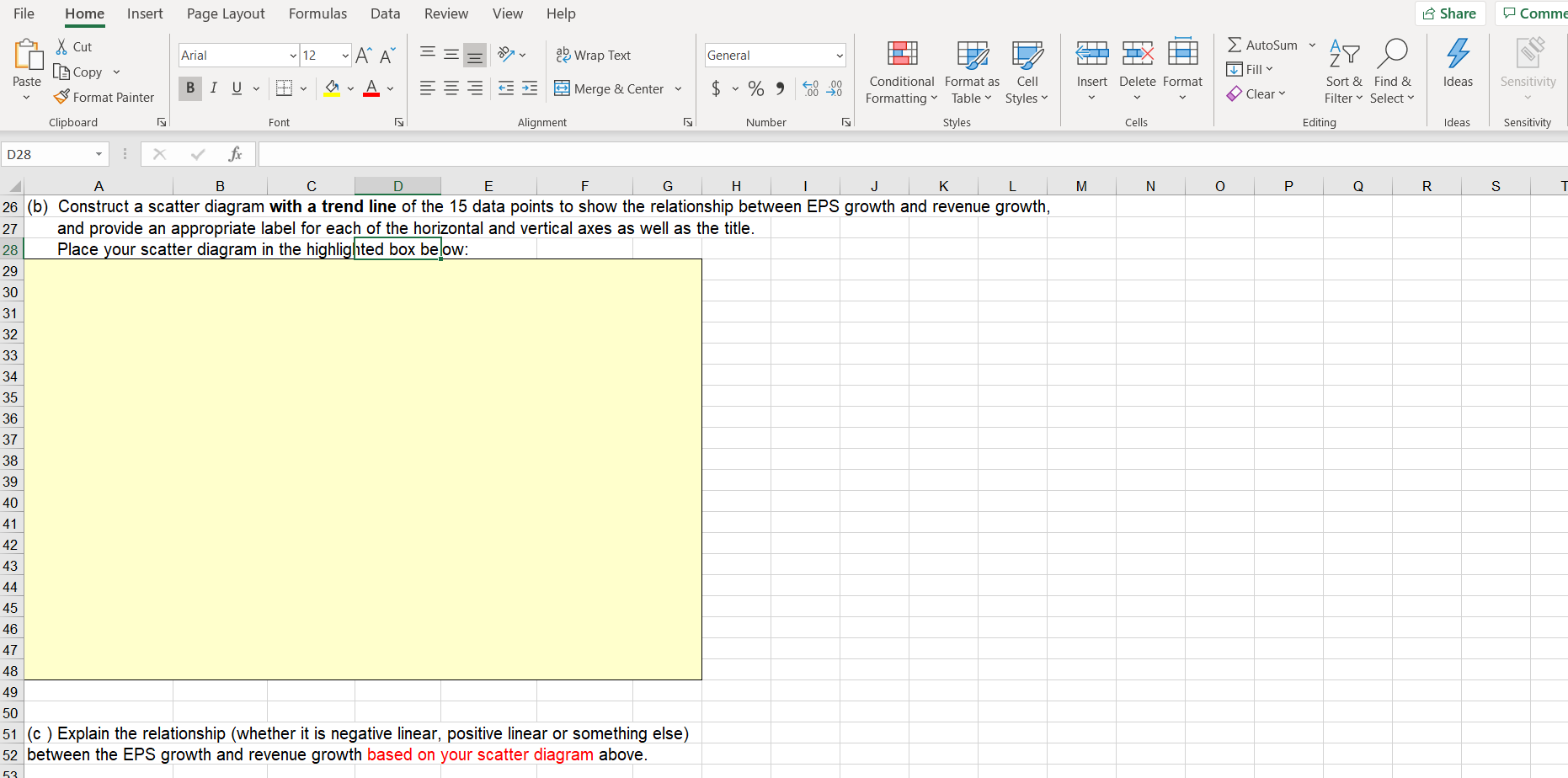 Solved File Home Insert Page Layout Formulas Data Review | Chegg.com
