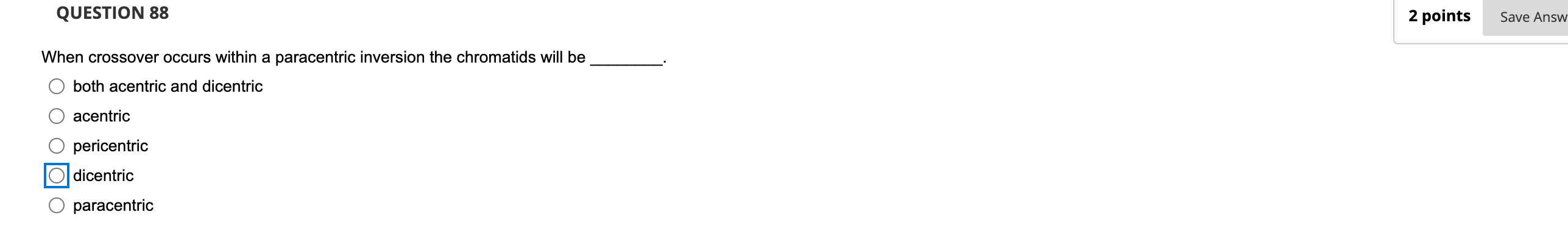 Solved QUESTION 88 When crossover occurs within a | Chegg.com