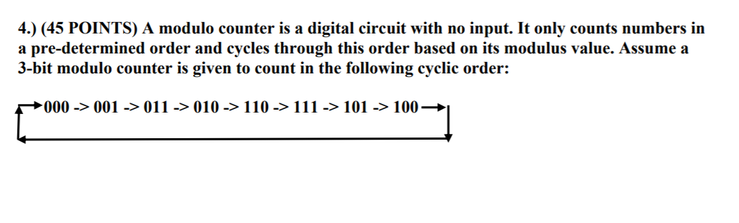 Solved 4.) (45 POINTS) A modulo counter is a digital circuit | Chegg.com