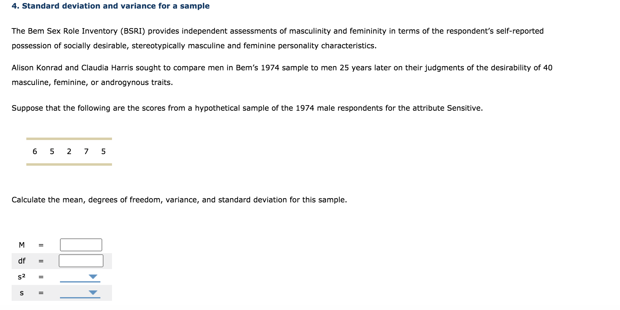 Solved 4. Standard deviation and variance for a sample The | Chegg.com