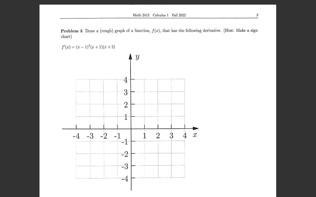 Solved Problem 3 Draw a (rough) graph of a function, f(x), | Chegg.com