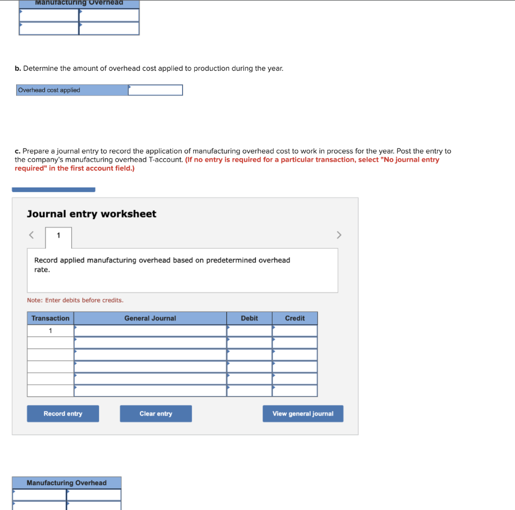b. Determine the amount of overhead cost applied to | Chegg.com