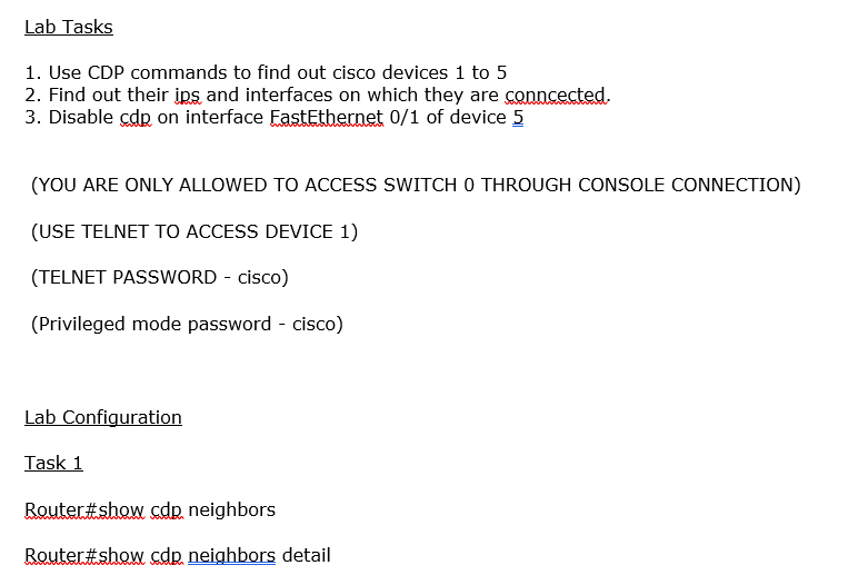 Solved CDP Protocol 2 3 5 1 ISP Router PCO Lab Tasks 1. | Chegg.com