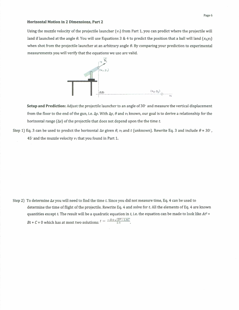 Solved Page 6 Horizontal Motion in 2 Dimensions, Part 2 | Chegg.com