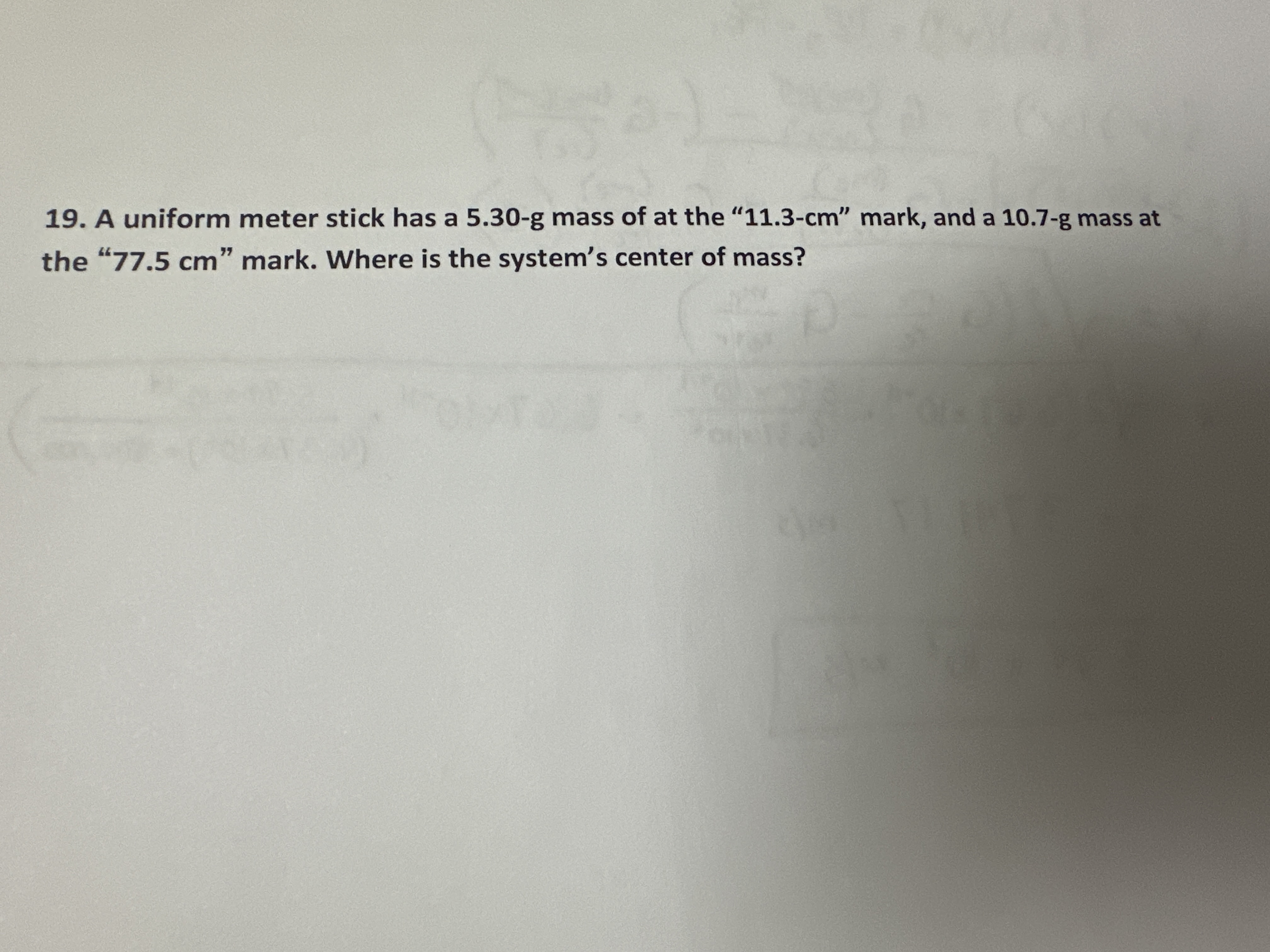 Solved A uniform meter stick has a 5.30-g ﻿mass of at the | Chegg.com