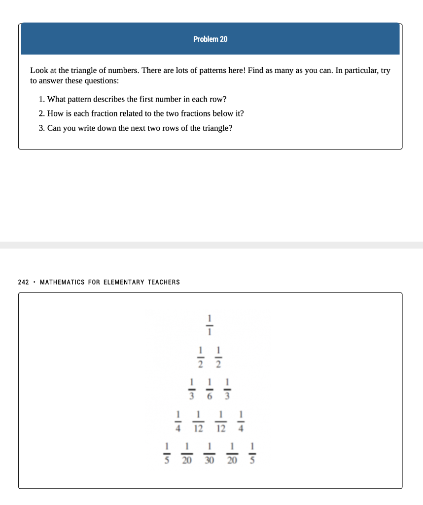 Solved Problem 20 Look at the triangle of numbers. There are | Chegg.com